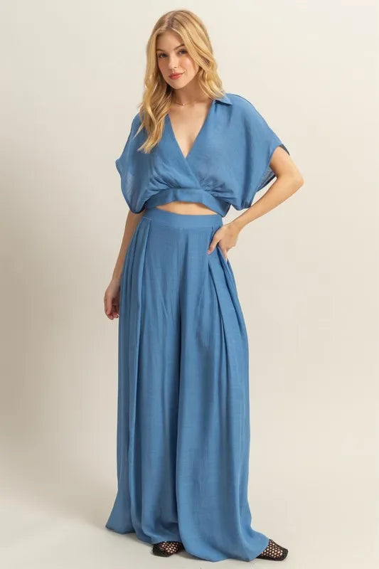 Cerulean Top and Wide Leg Pants Set – Summer wear Casual Outfit For ...